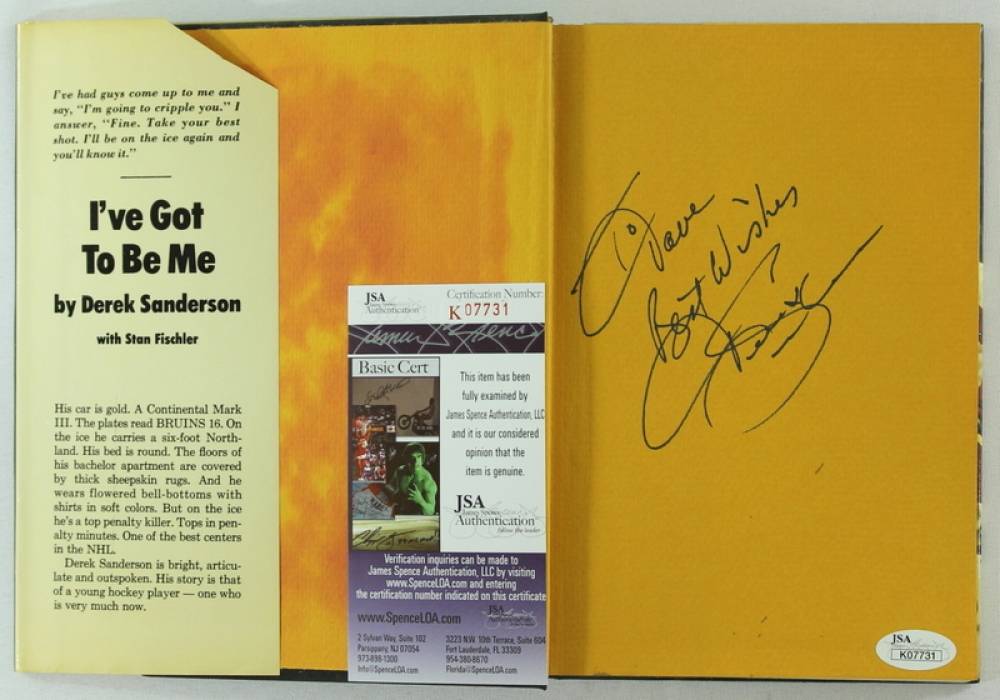 Derek Sanderson Signed "I've Got To Be Me" Hardcover Book Inscribed ...
