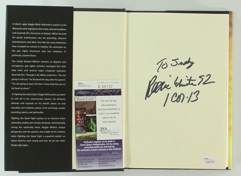 Reggie White Signed "Fighting the Good Fight" Hardcover Book (JSA COA ...