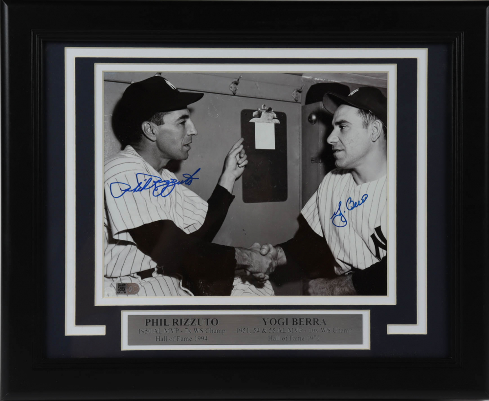 Phil Rizzuto & Yogi Berra Signed Yankees 13.5x16.5 Custom Framed Photo ...