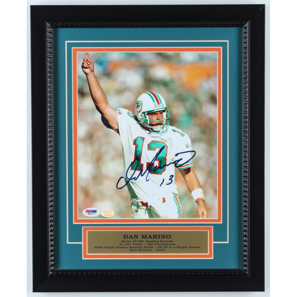 Dan Marino Signed Dolphins 13x16 Custom Framed Photo Display (PSA COA ...