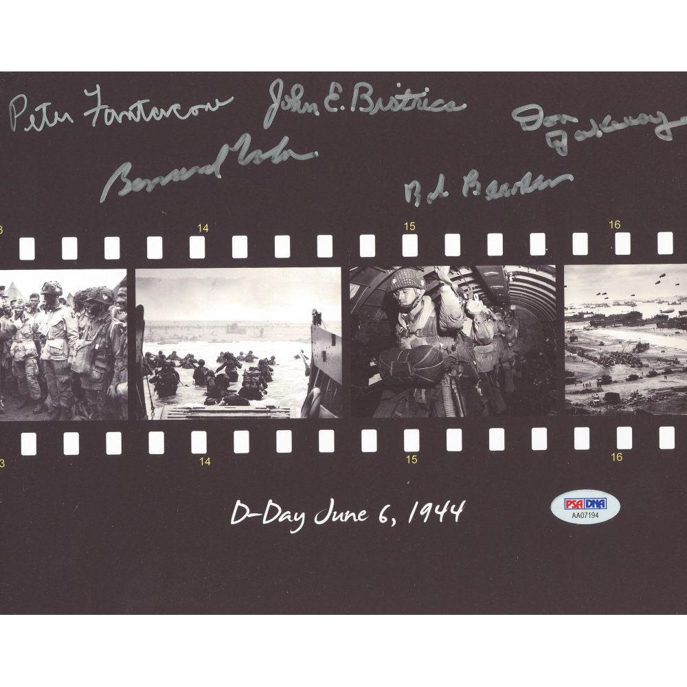 1944 WWII D-Day Veterans 8x10 Film Strip Photo Signed by (5) with ...