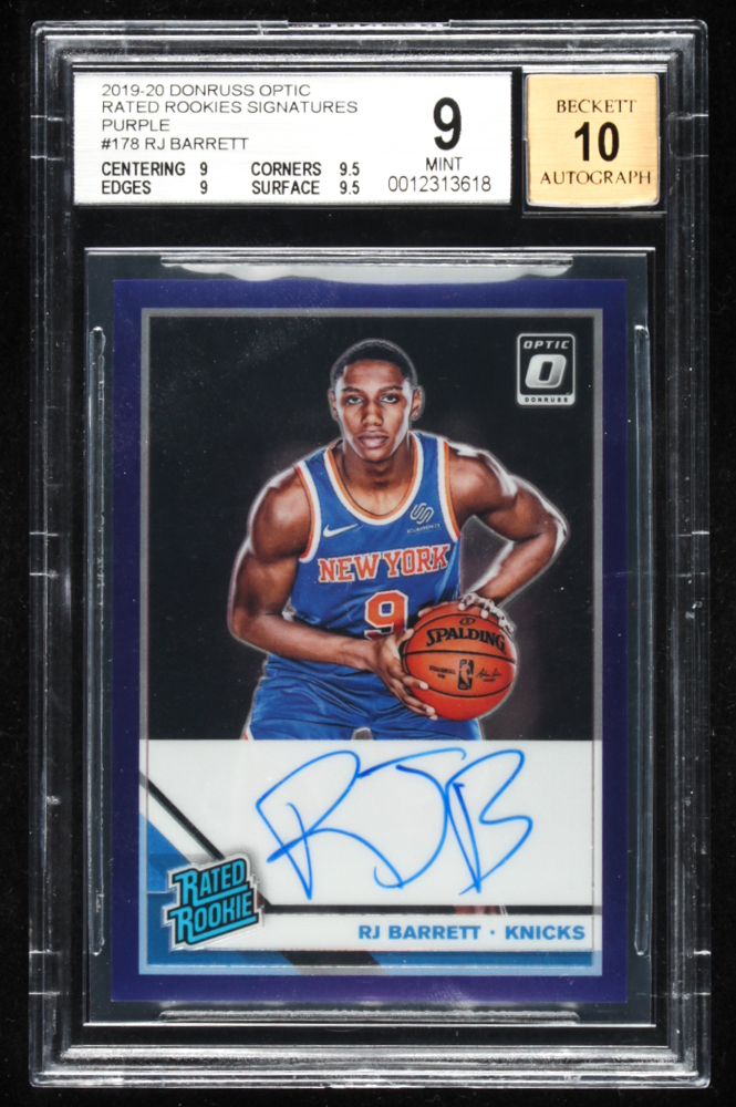 RJ Barrett 2019-20 Donruss Optic Rated Rookies Signatures Purple #178 ...