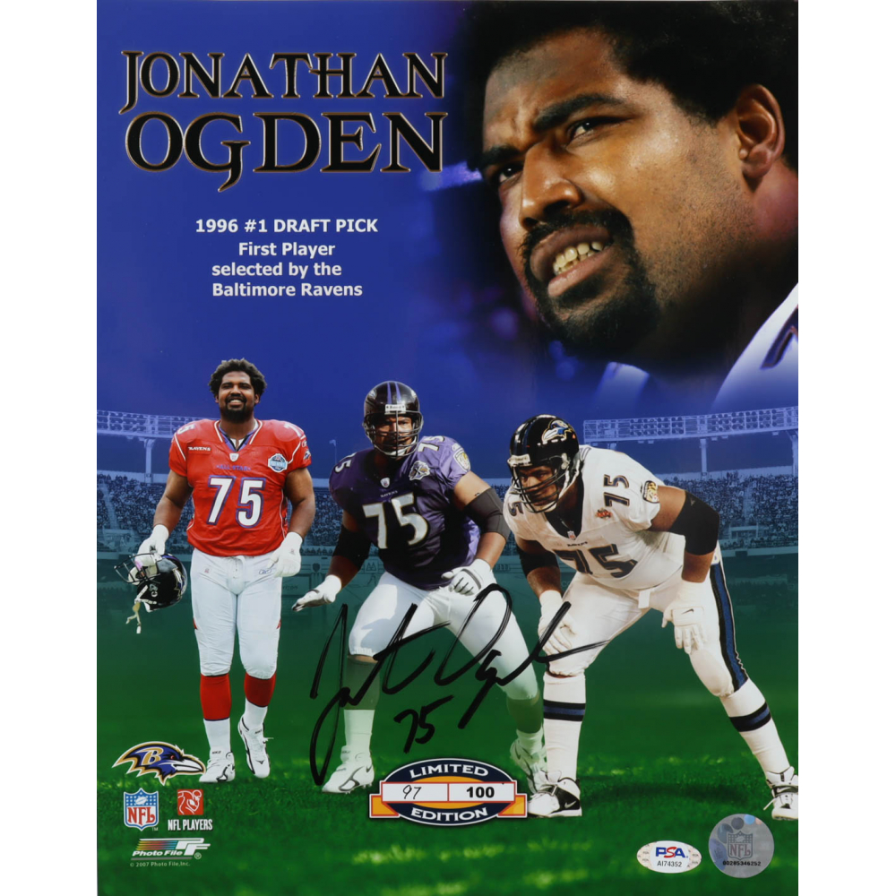 Jonathan Ogden Signed Ravens LE 11x14 Photo (PSA COA) | Pristine Auction