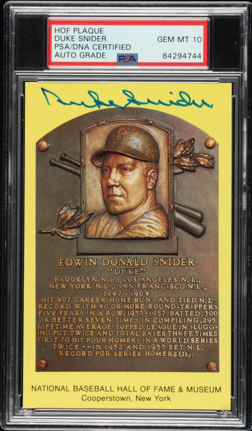 Duke Snider Signed Gold Hall of Fame Plaque Postcard (PSA Encapsulated ...