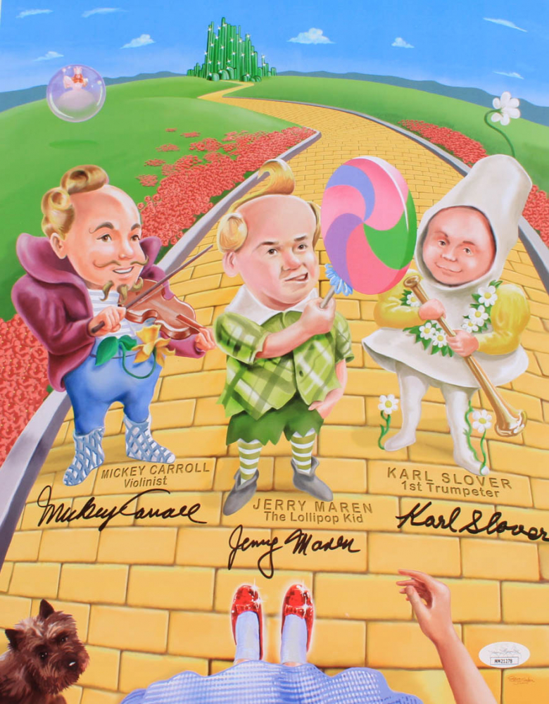 Mickey Carroll, Jerry Maren & Karl Slover Signed "The Wizard of Oz ...