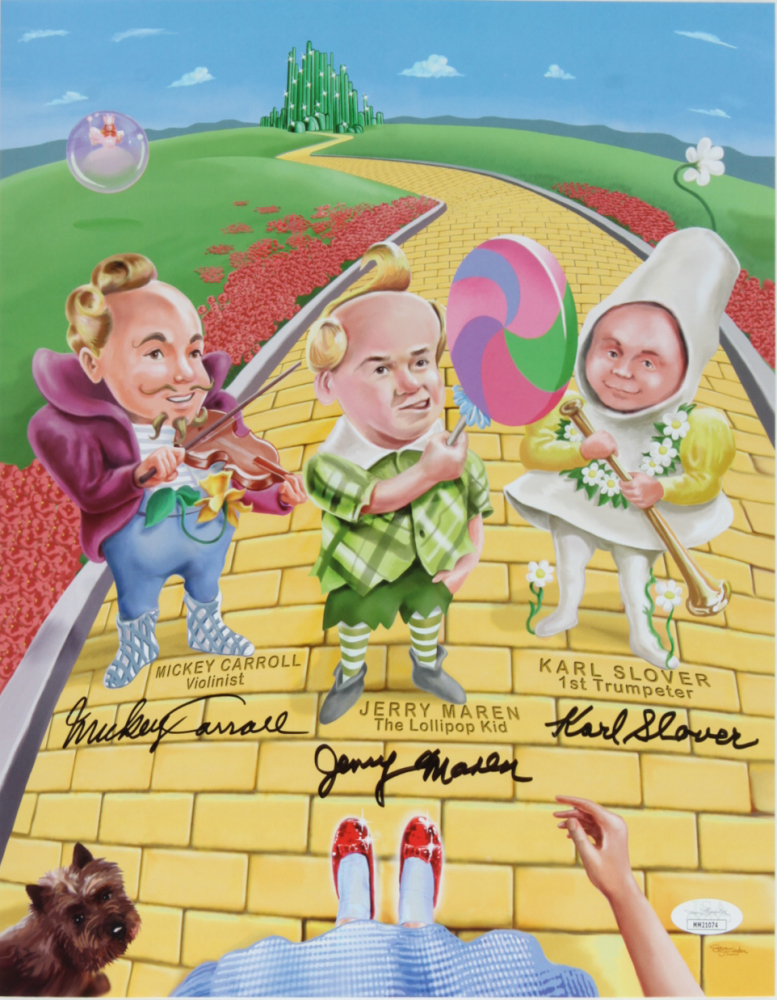 Mickey Carroll, Jerry Maren & Karl Slover Signed "The Wizard of Oz ...