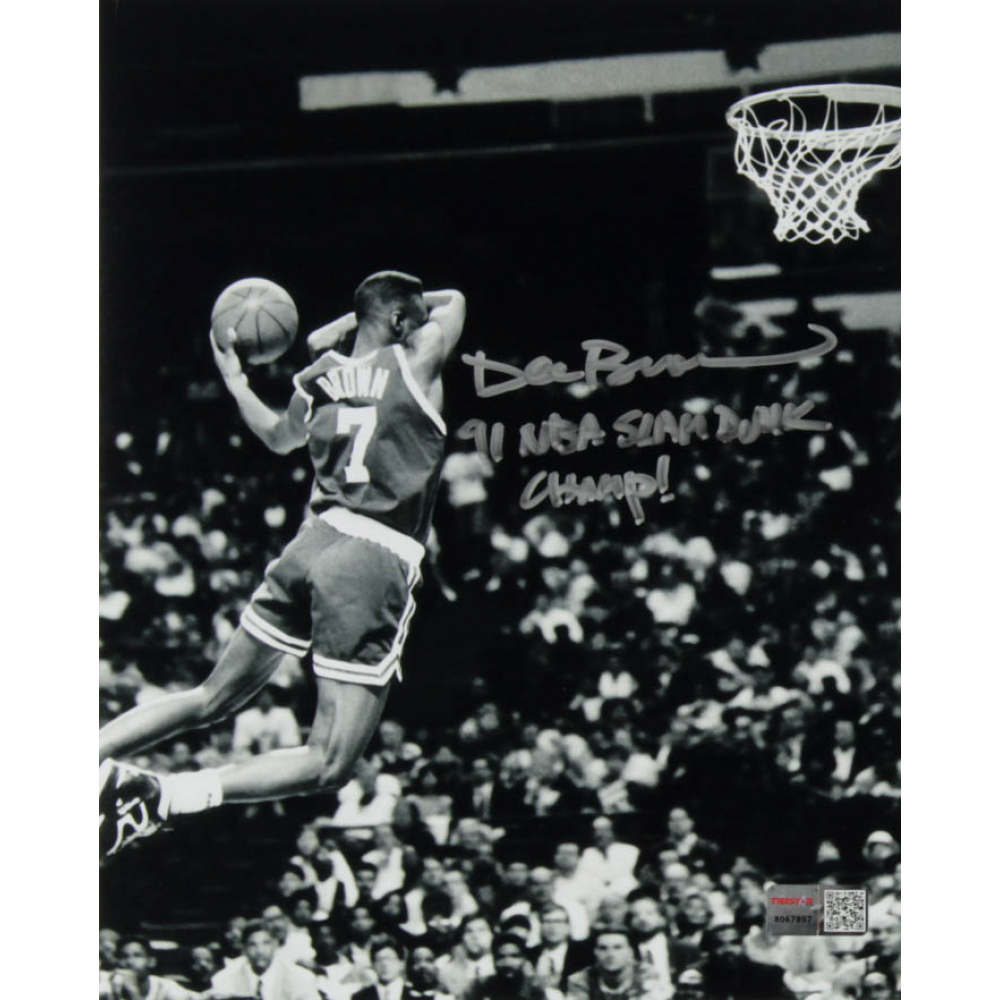 Dee Brown Signed Celtics 8x10 Photo Inscribed "91 NBA Slam Dunk Champ ...