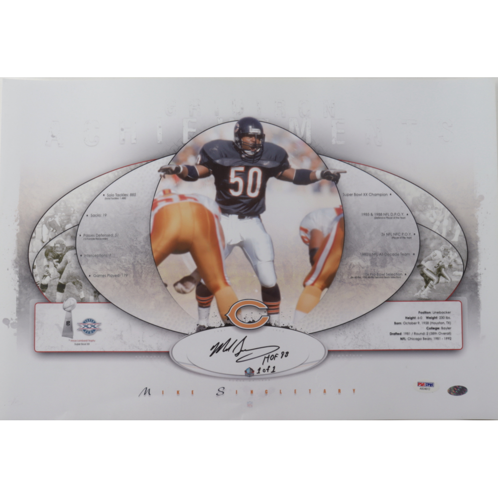 Mike Singletary Signed Bears 13x19 Photo Inscribed "HOF 98" (PSA COA ...