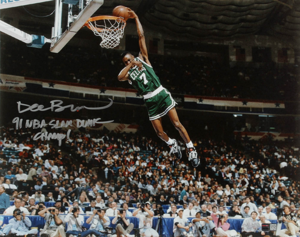 Dee Brown Signed Celtics 16x20 Photo Inscribed "91 NBA Slam Dunk Champ ...