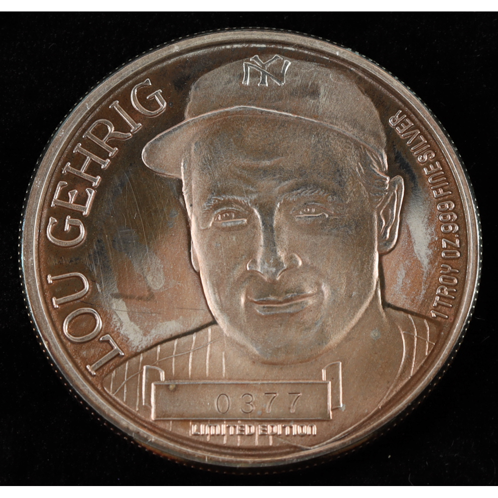 Lou Gehrig LE "The Iron Horse" Yankees 1 Troy Ounce .999 Fine Silver ...