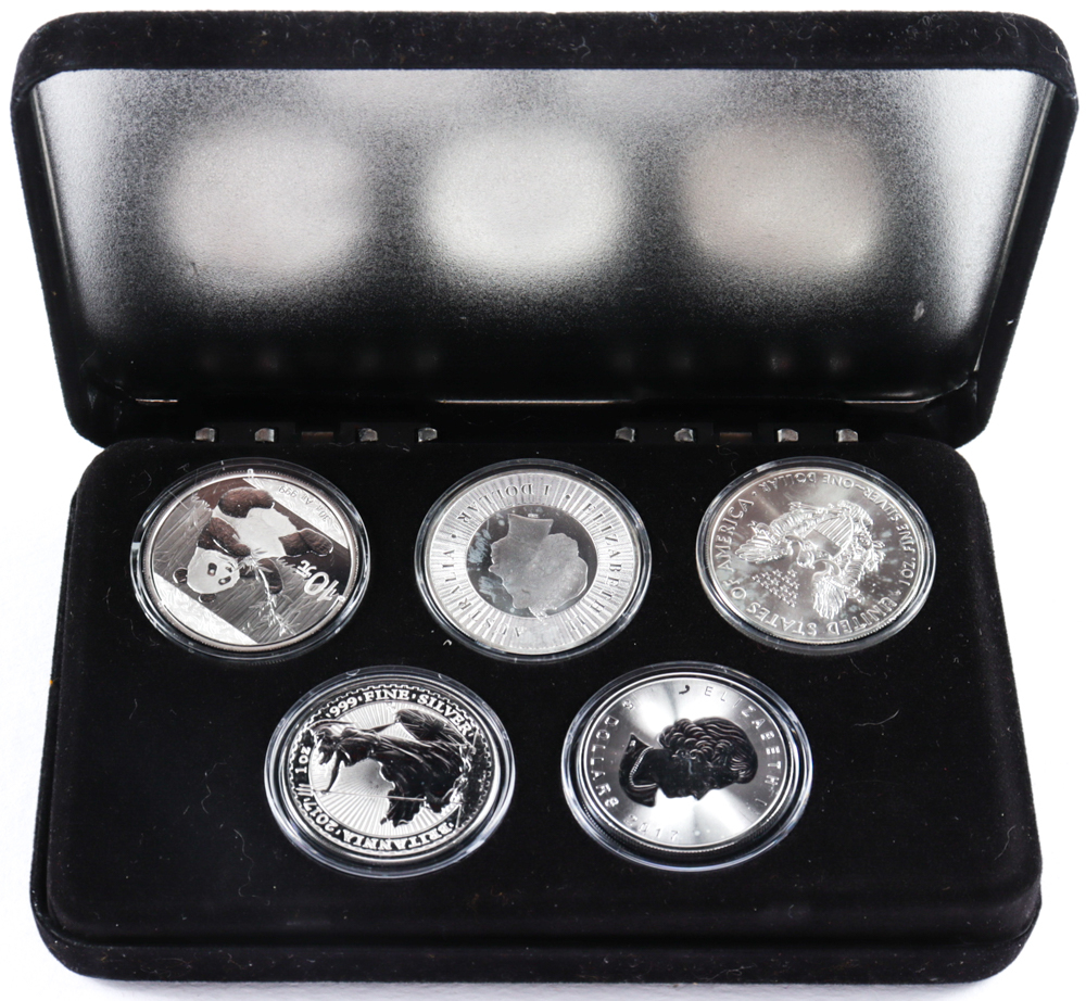 Set of (5) 2017 "National Treasures" Silver Coins with American Silver ...