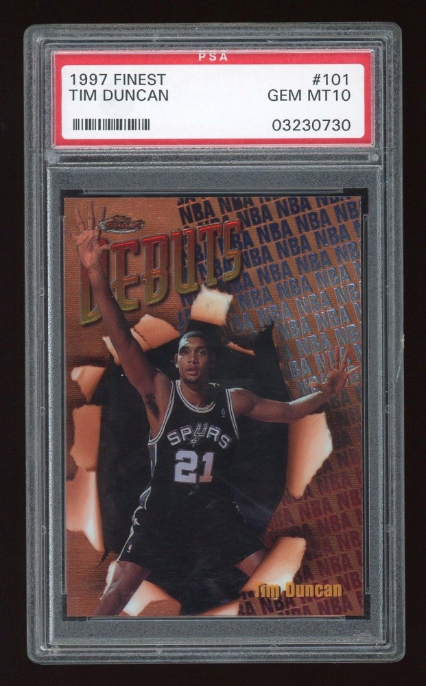 Tim Duncan 1997-98 Topps Finest #101 RC (PSA 10) | Pristine Auction