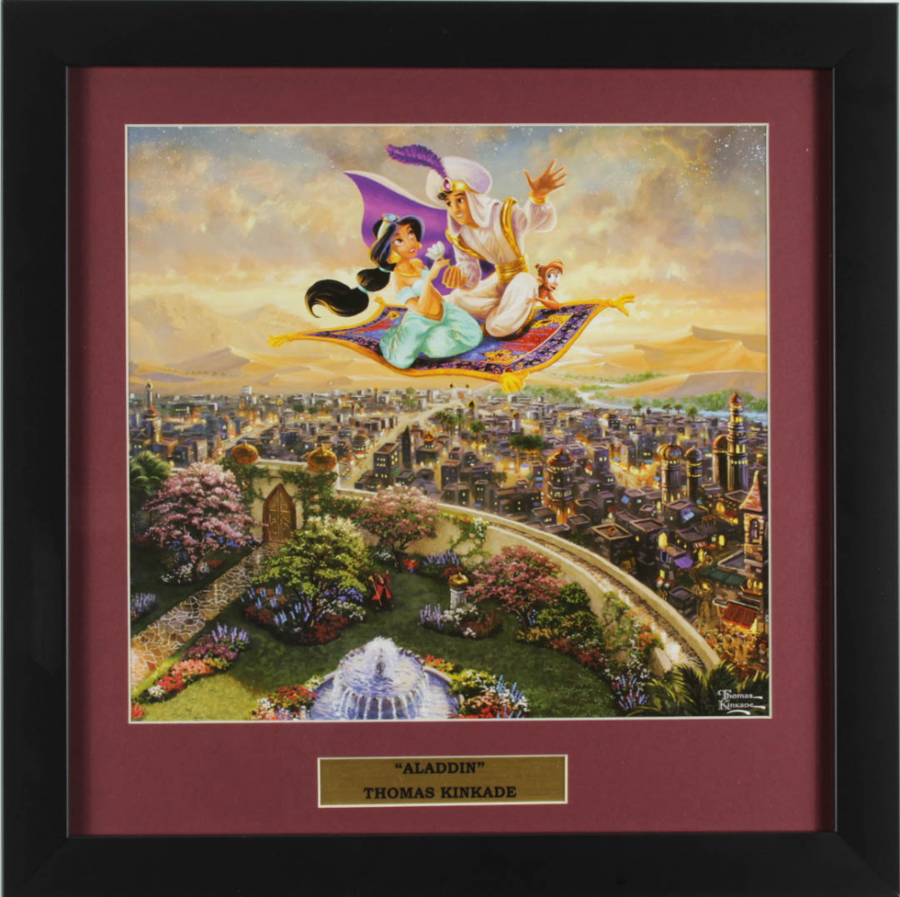 Thomas Kinkade Walt Disney's "Aladdin" 16x16 Custom Framed Print ...