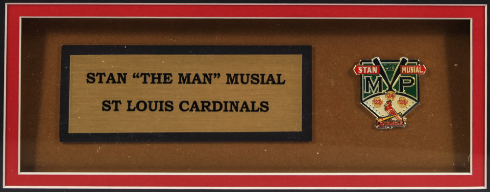 Stan Musial Signed 32x36 Custom Framed Jersey Display with MVP Pin (PSA ...