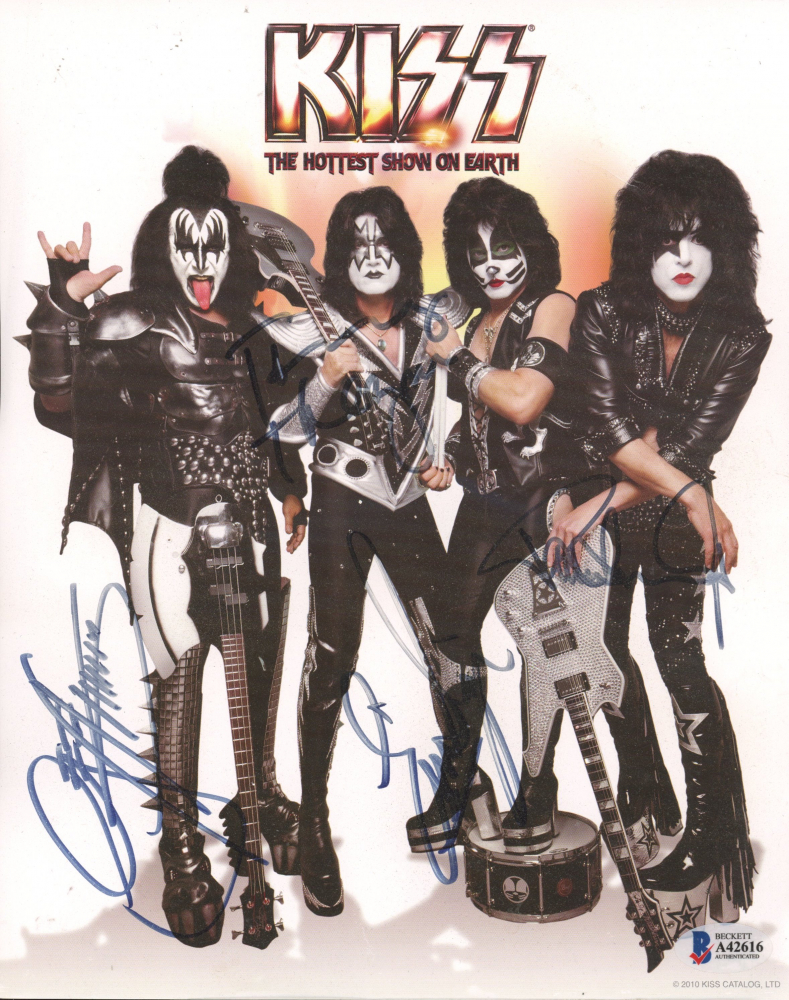 KISS 8x10 Photo Band-Signed by (4) with Paul Stanley, Gene Simmons ...