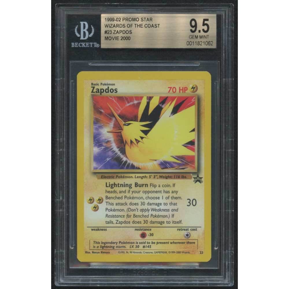 Zapdos 1999-02 Pokemon Wizards of the Coast Black Star Promos #23 Movie 2000 (BGS 9.5 ...