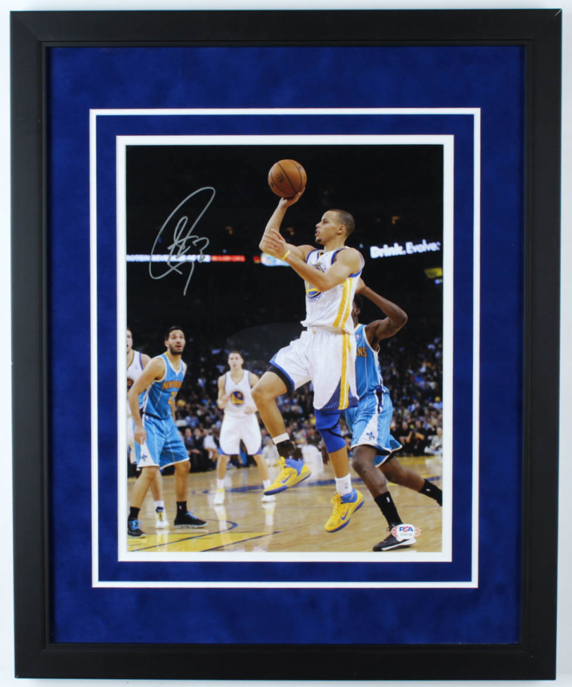Stephen Curry Signed Warriors 18x22 Custom Framed Photo Display (PSA ...