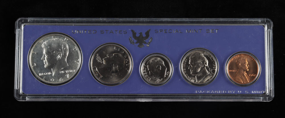 1967 United States Proof Set of (5) Coins with Silver .50c Coin ...