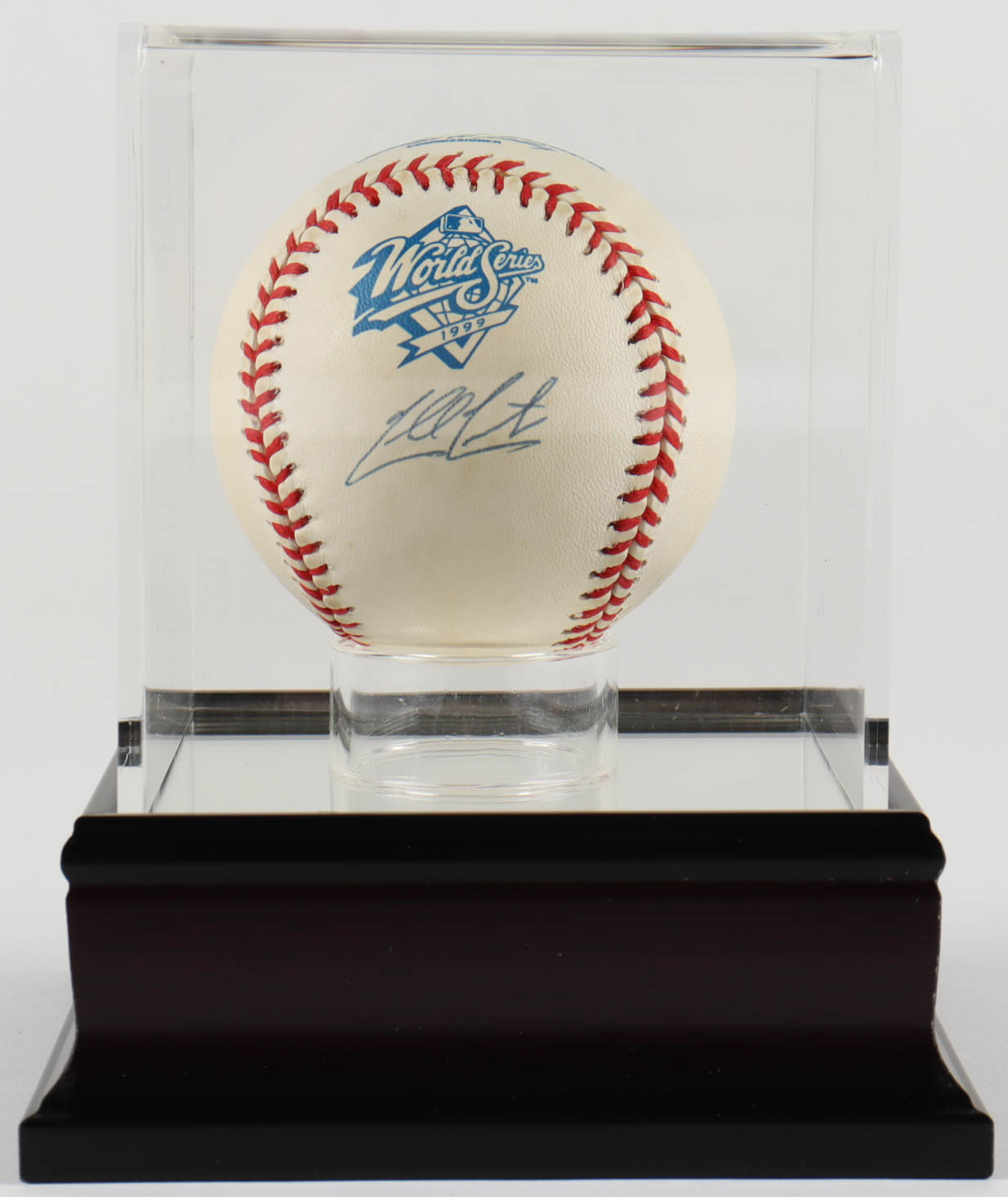 Chad Curtis Signed 1999 World Series Baseball With Display Case (UDA ...