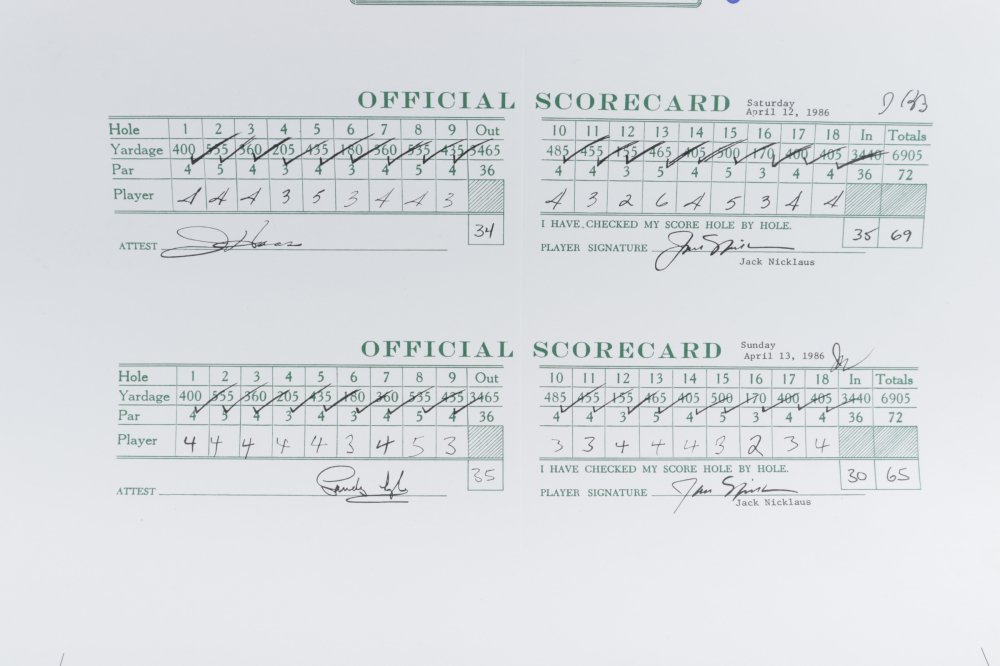 Jack Nicklaus Signed 16x20 1986 Masters Tournament Scorecard Print ...