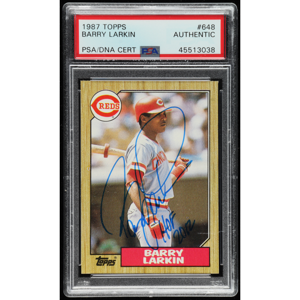 Barry Larkin Signed 1987 Topps #648 RC Inscribed "HOF 2012" (PSA ...