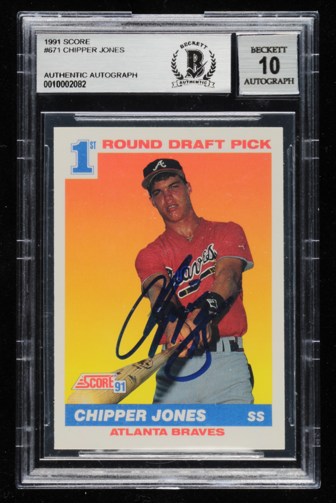 Chipper Jones Signed 1991 Score #671 RC (BGS Encapsulated) | Pristine ...