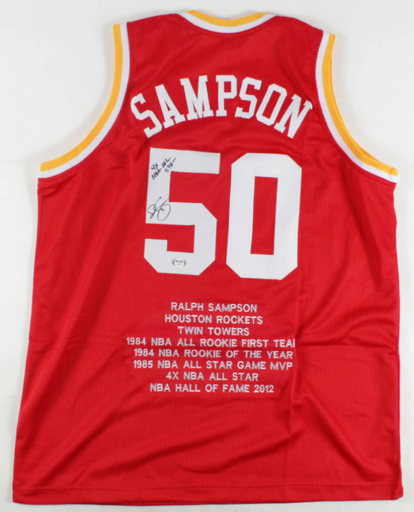 Ralph Sampson Signed Career Highlight Stat Jersey Inscribed "4x NBA-All ...