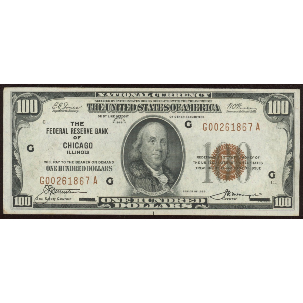 1929 $100 One Hundred Dollars U.S. National Currency Bank Note with Brown Seal (Federal Reserve ...
