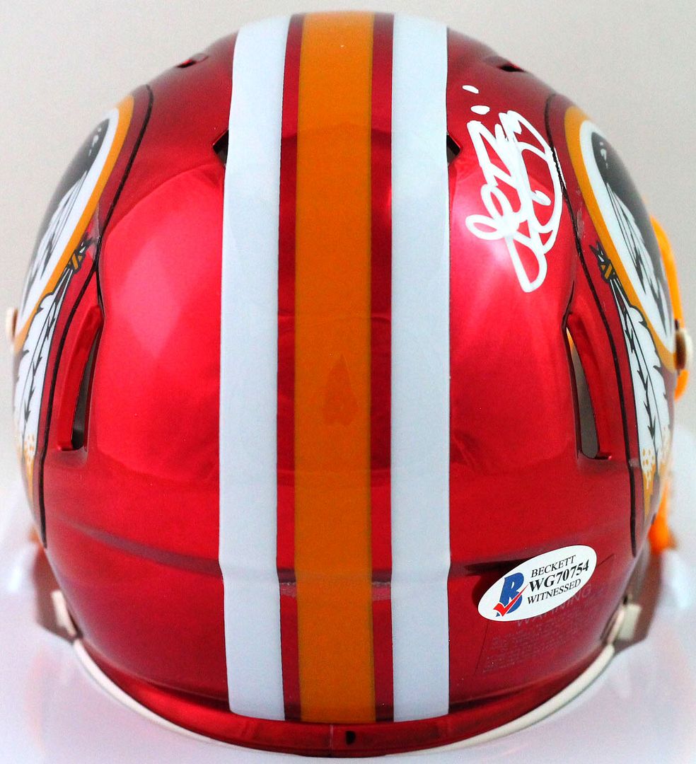 John Riggins Signed Redskins Chrome Speed Mini Helmet (Beckett ...
