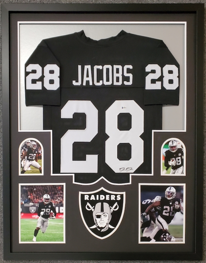 Josh Jacobs Signed 34x42 Custom Framed Jersey Display (Beckett COA ...