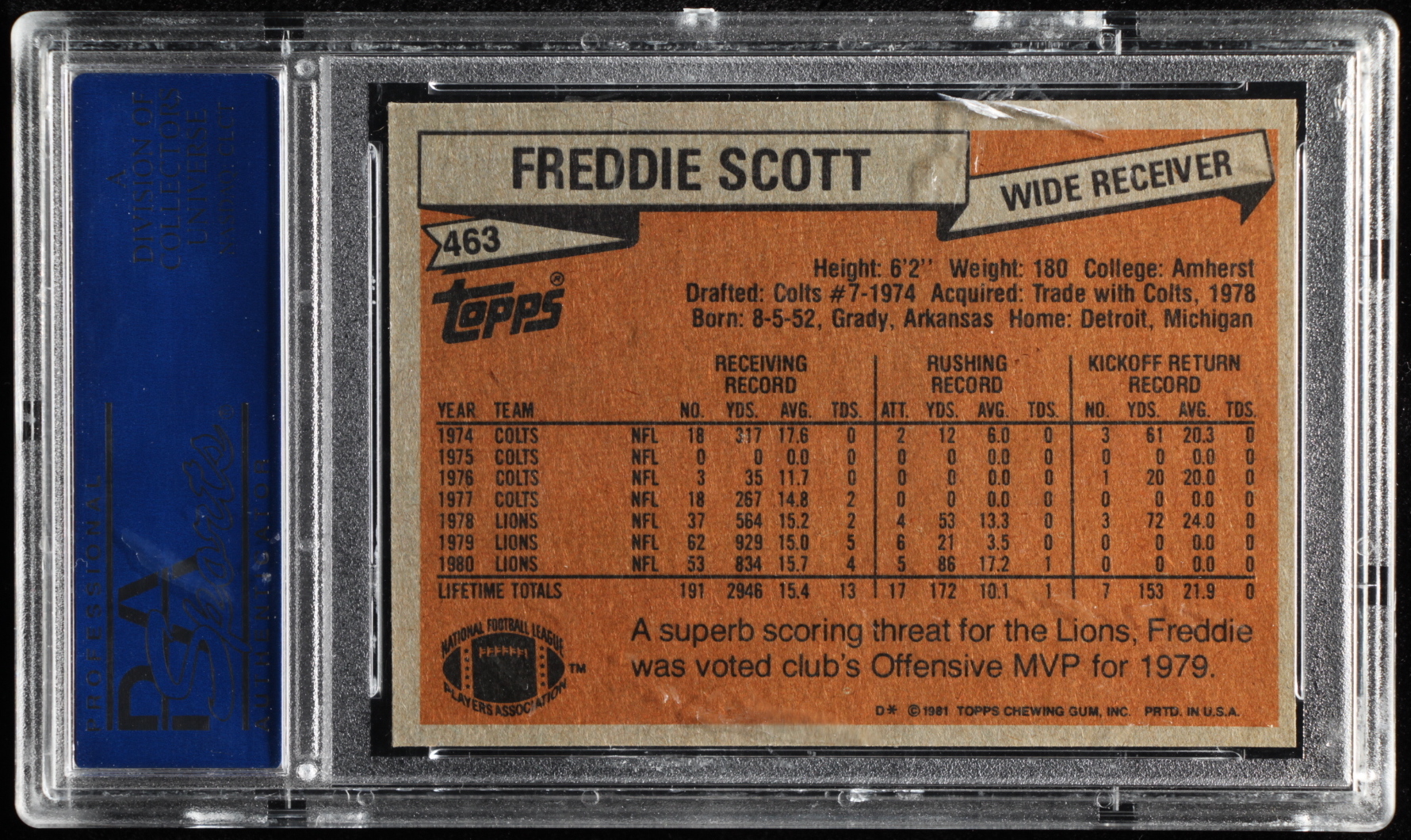 Freddie Scott 1981 Topps #463 (PSA 10) | Pristine Auction