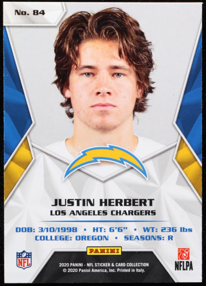 Justin Herbert 2020 Panini Stickers Cards #84 | Pristine Auction