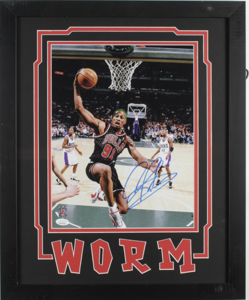 Dennis Rodman Signed Bulls 18x22 Custom Framed Photo Display (JSA COA ...
