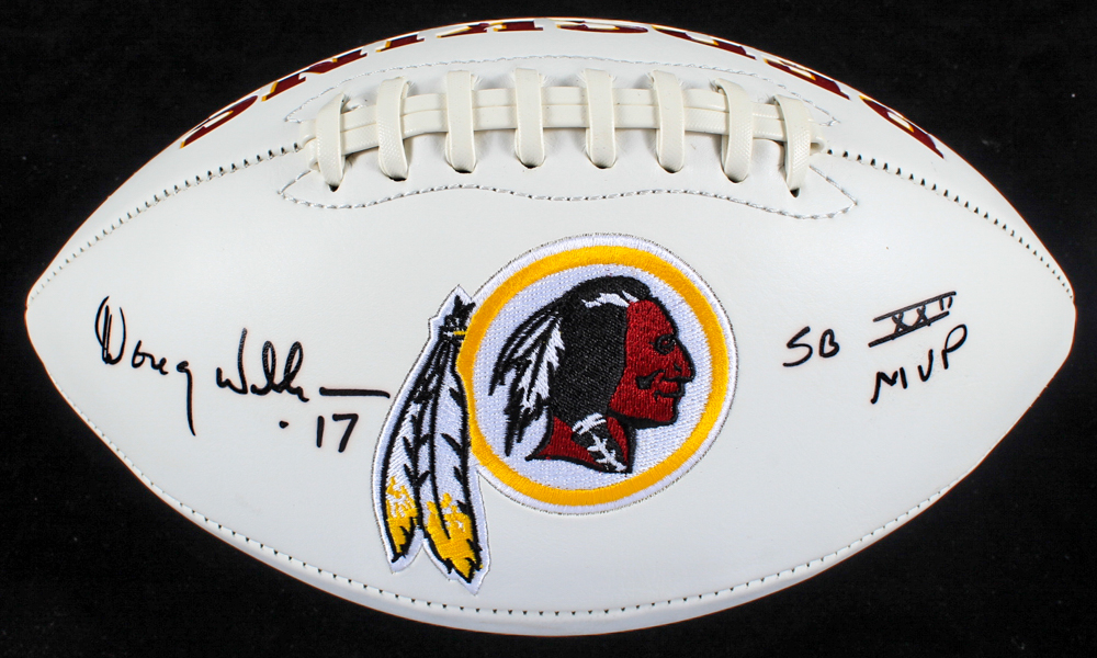 Doug Williams Signed Redskins Logo Football Inscribed "SB XXII MVP ...