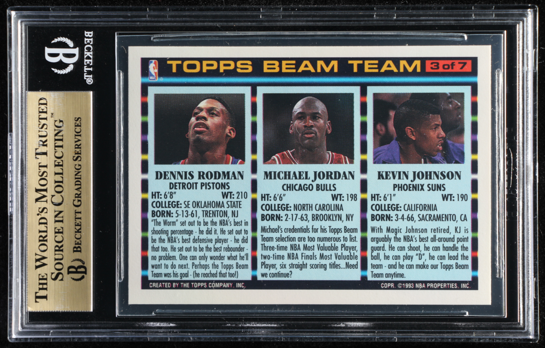 Michael Jordan / Dennis Rodman 1992-93 Topps Beam Team #3 (BGS 9.5 ...