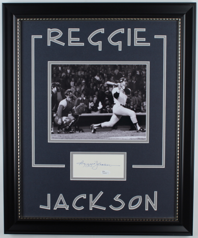 Reggie Jackson Signed Yankees 19x23 Custom Framed Cut Display (JSA COA ...