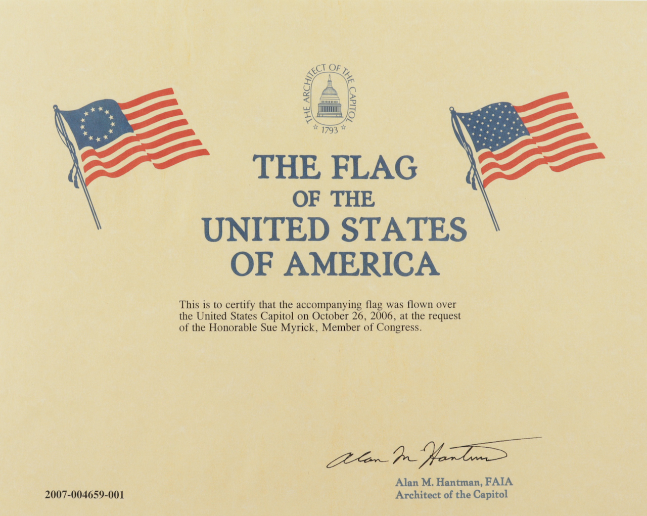 American Flag Flown Over the Capitol on October 26, 2006 (Architect of ...