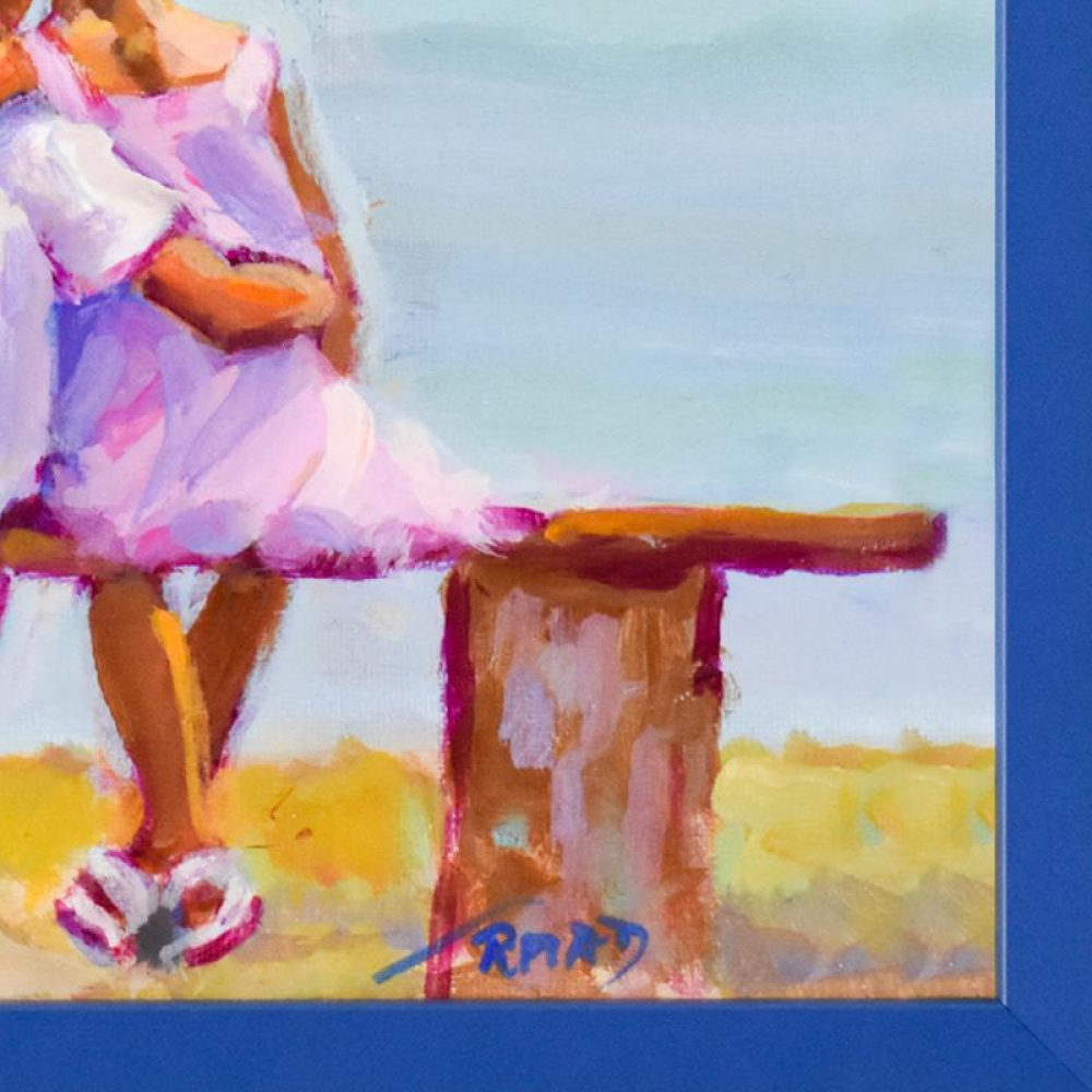 Lucelle Raad Signed "Bench Warmers" 15x13 Custom Framed Original ...