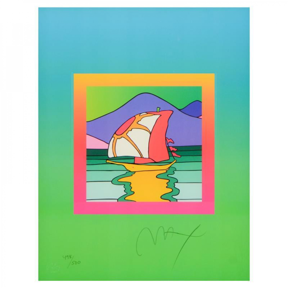 Peter Max Signed "Sailboat East on Blends" LE 24x28 Custom Framed ...