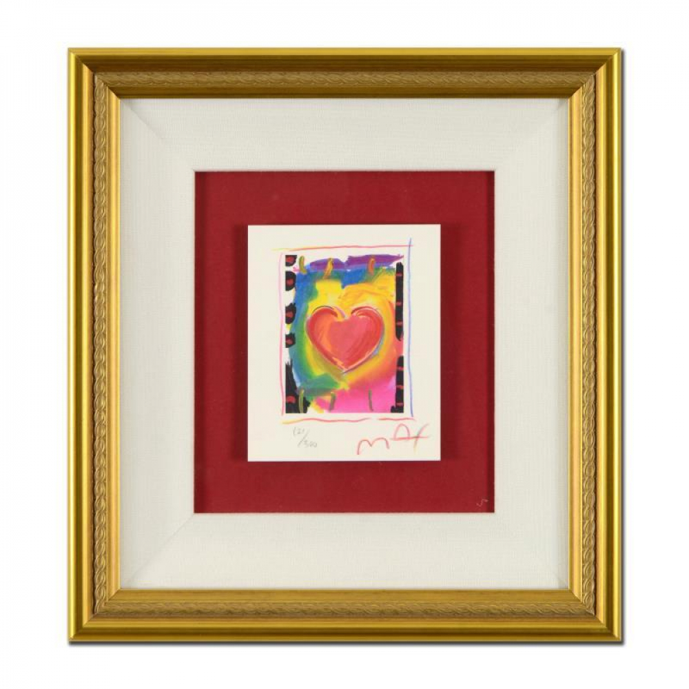 Peter Max Signed "Heart Series I" Limited Edition 12x11 Custom Framed ...
