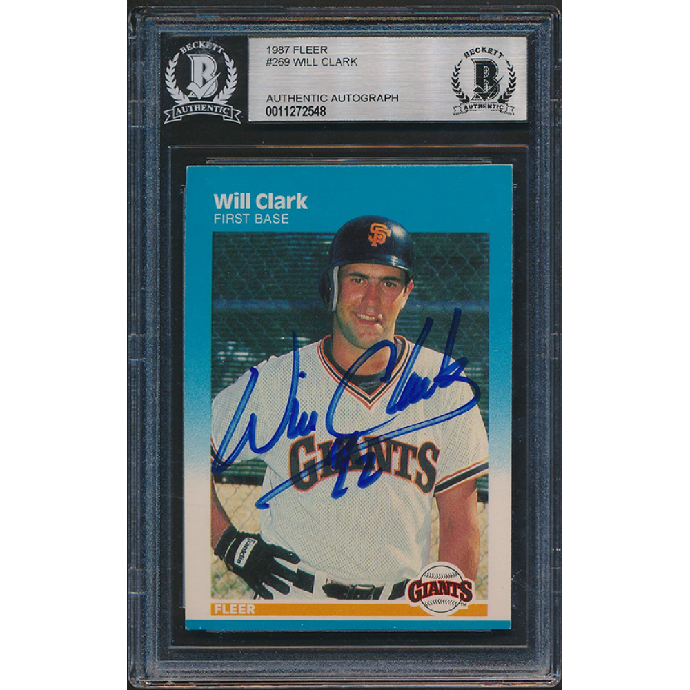Wil Clark Signed 1987 Fleer Glossy #269 RC (PSA Encapsulated ...