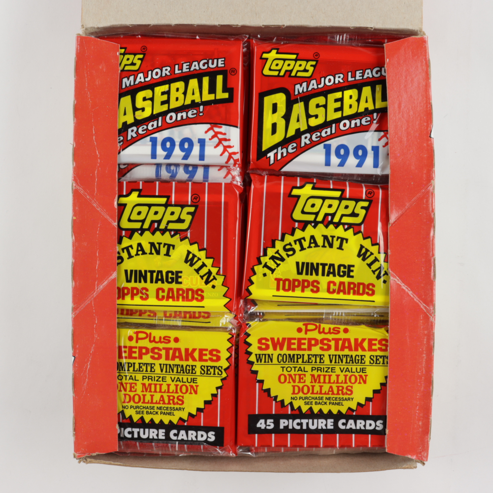 1991 Topps Baseball Rack Pack Box with (24) Rack Packs (See Description ...