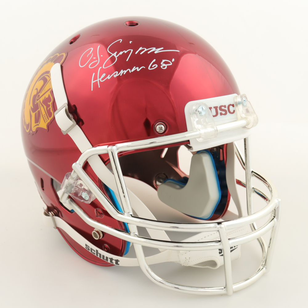 O. J. Simpson Signed USC Trojans Full-Size Chrome Helmet Inscribed ...