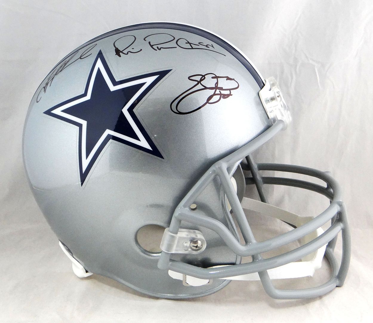 "The Triplets" Troy Aikman, Emmitt Smith & Michael Irvin Signed Cowboys Full-Size Helmet (JSA ...