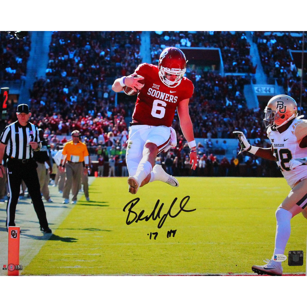 Baker Mayfield Signed Oklahoma Sooners 16x20 Photo Inscribed "17 HT ...