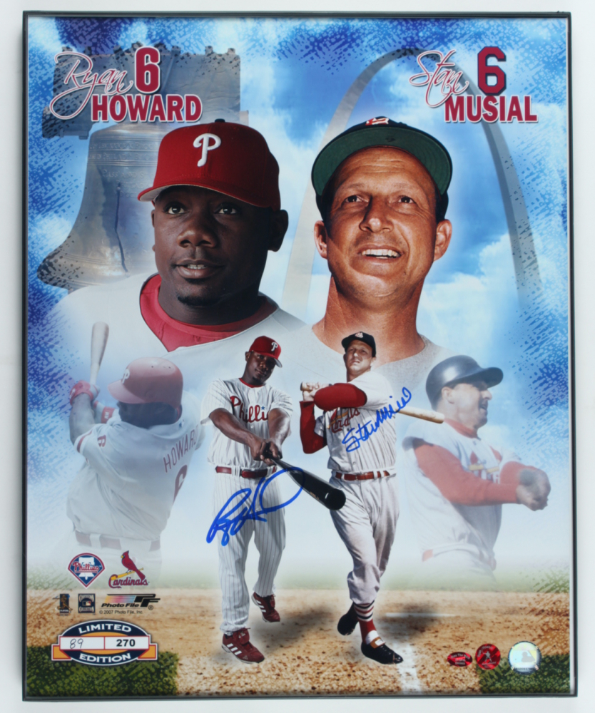 Stan Musial & Ryan Howard Signed 16x20 Custom Framed Photo Display ...