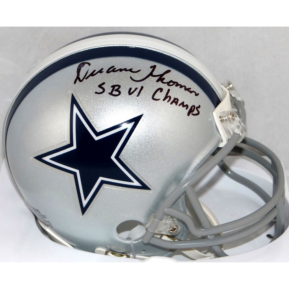Duane Thomas Signed Cowboys Mini Helmet Inscribed "SB VI Champs ...