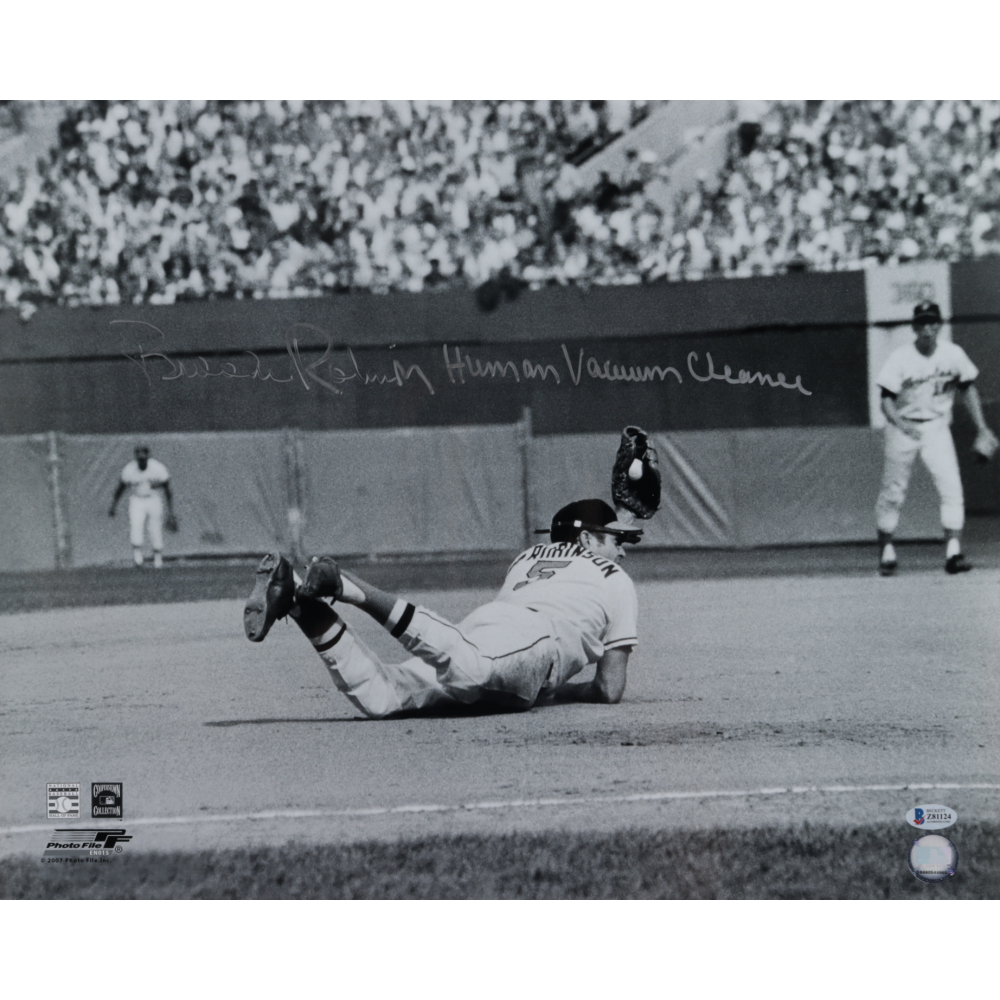 Brooks Robinson Signed Orioles 16x20 Photo Inscribed "Human Vacuum ...