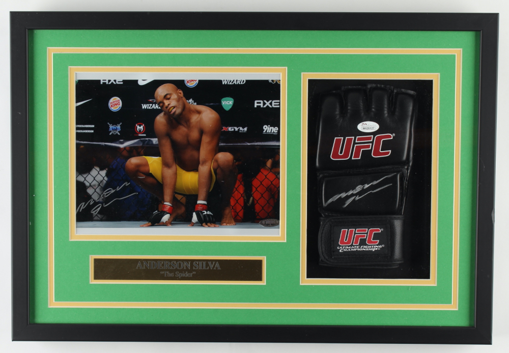 Anderson Silva Signed 15.5x22.5x2 Custom Framed UFC Glove & Photo ...
