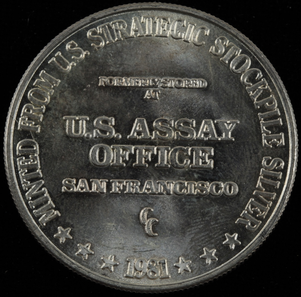 1981 U.S. Assay Office San Francisco 1 oz. Fine Silver Bullion Round ...
